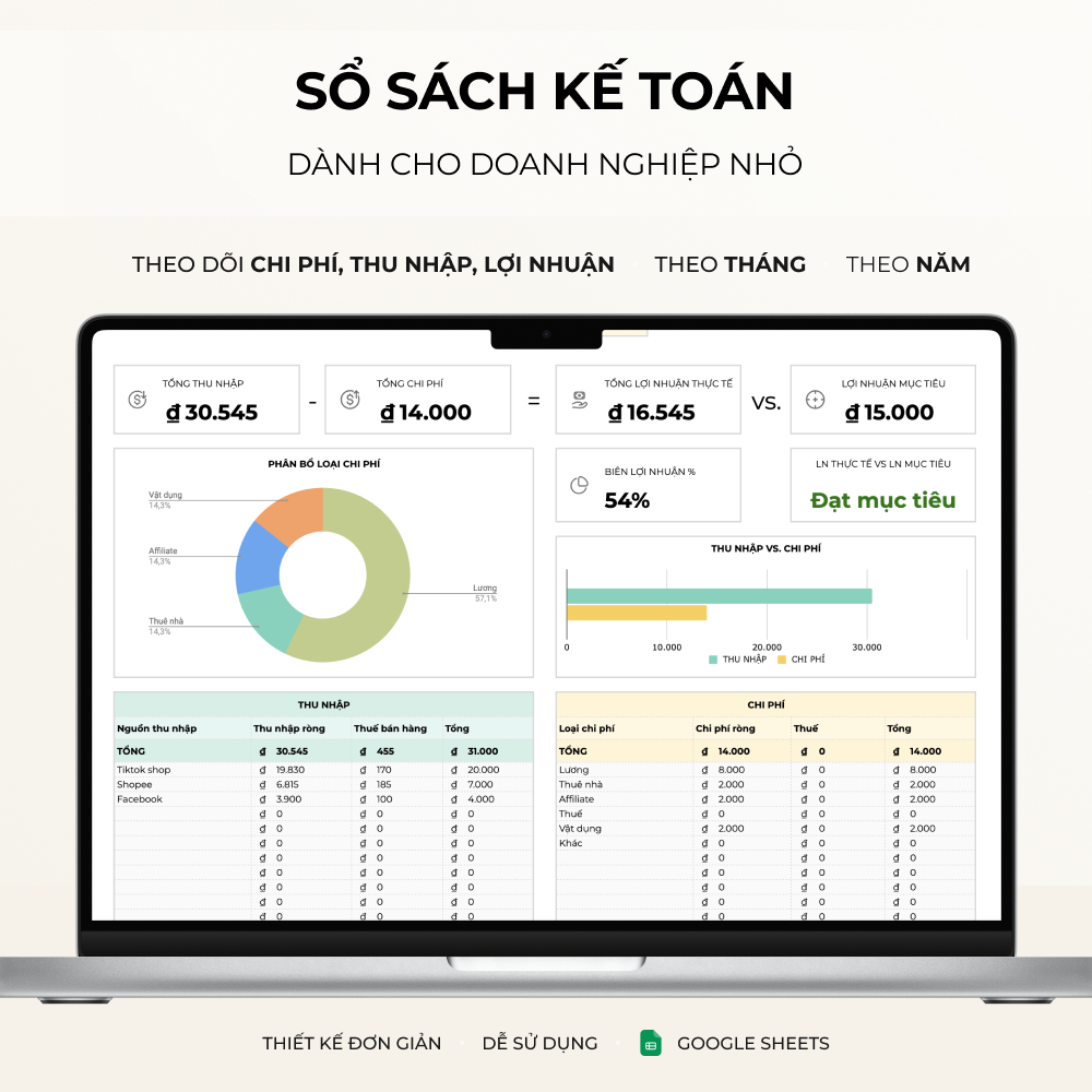 Sổ sách kế toán dành cho doanh nghiệp nhỏ – Spreadsheet Template : Optimate