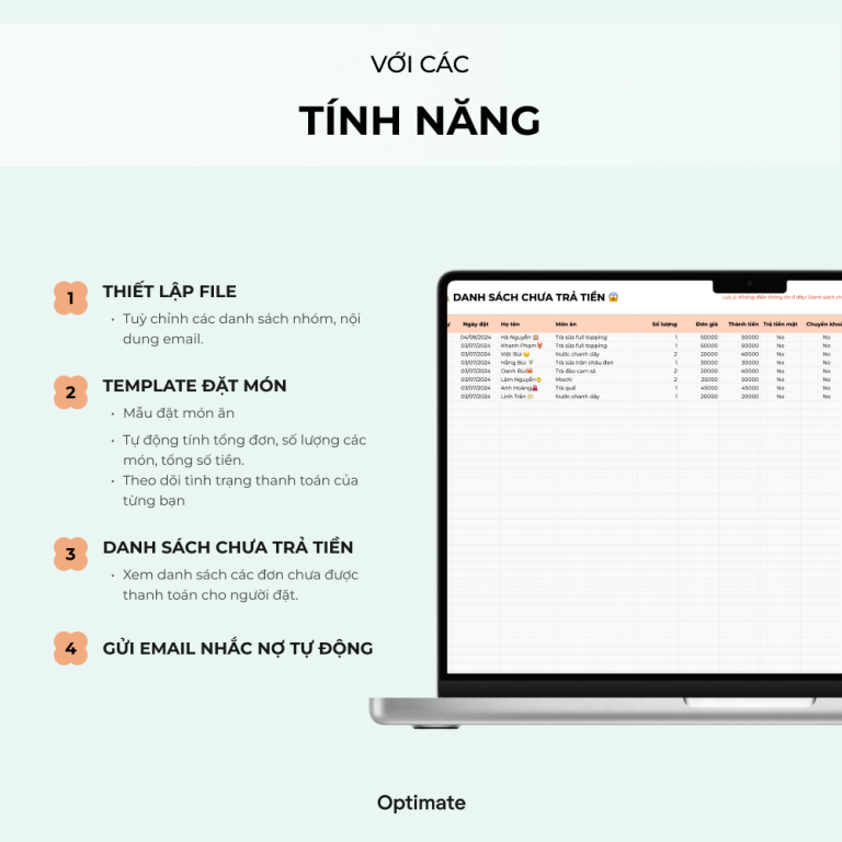 Đặt đơn nhóm – Google Spreadsheets Template : Optimate