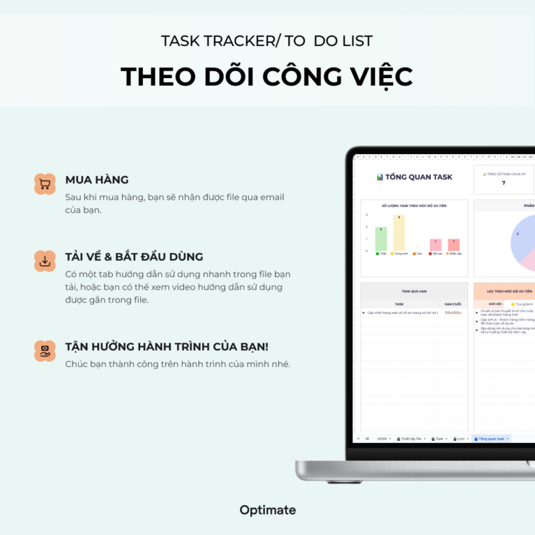 Theo dõi và quản lý task/công việc – Google sheets Template : Optimate